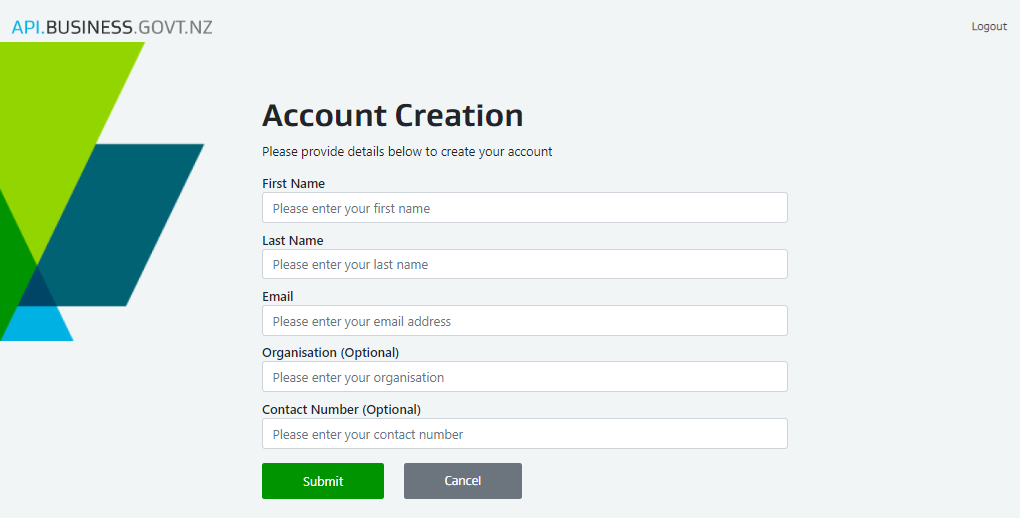 Developer portal registration